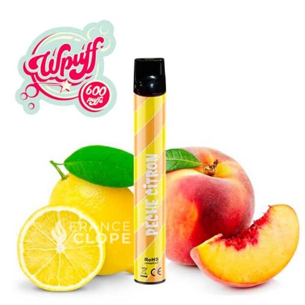 Wpuff Pêche Citron de Liquideo - Cigarette Électronique Jetable
